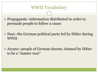 World War II Vocabulary | PPTX | Death, Injury, or Military Conflict ...