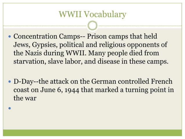 World War II Vocabulary | PPTX | Death, Injury, or Military Conflict ...