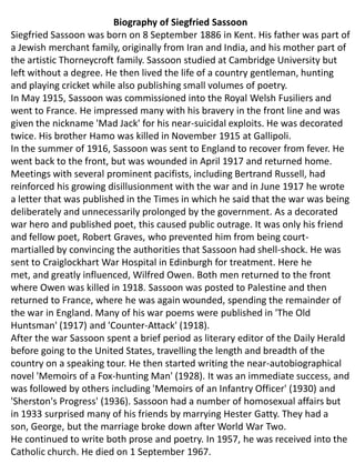 World War I poetry | PPTX