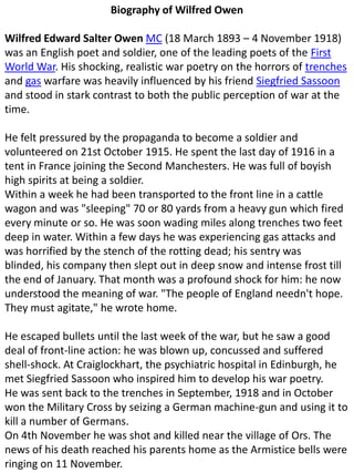 World War I poetry | PPTX