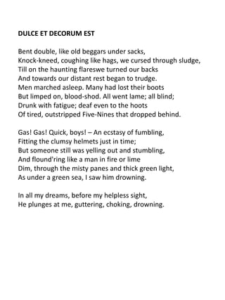 World War I poetry | PPTX