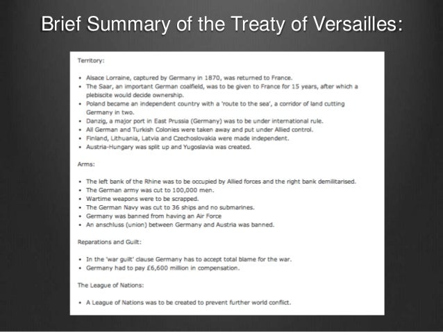 treaty of versailles summary