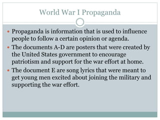 World war i propaganda | PPTX | Death, Injury, or Military Conflict ...