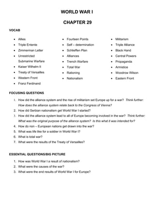 World War I Unit Outline[1] | PDF