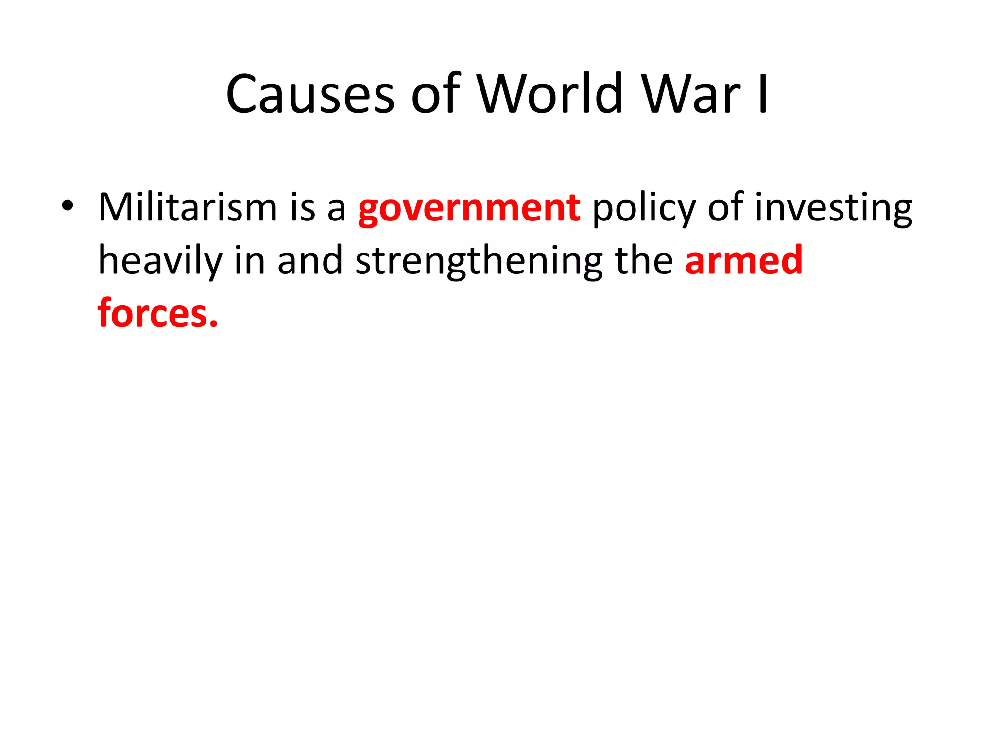 World war I vocabulary and causes of war | PPTX