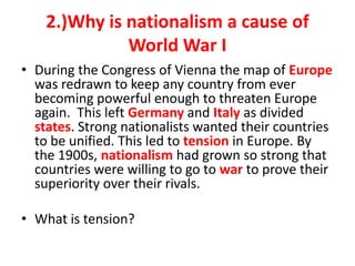 World war I vocabulary and causes of war | PPTX