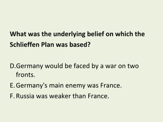 World War One - The outbreak of war | PPT