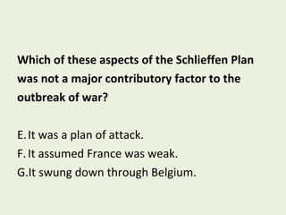 World War One - The outbreak of war | PPT