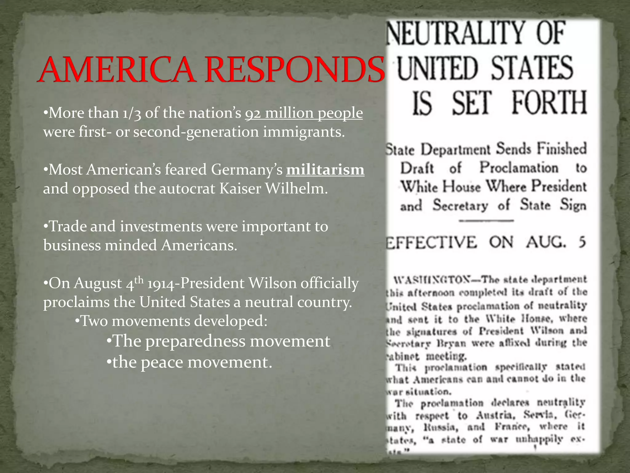 World war one causes and USA answer | PPTX