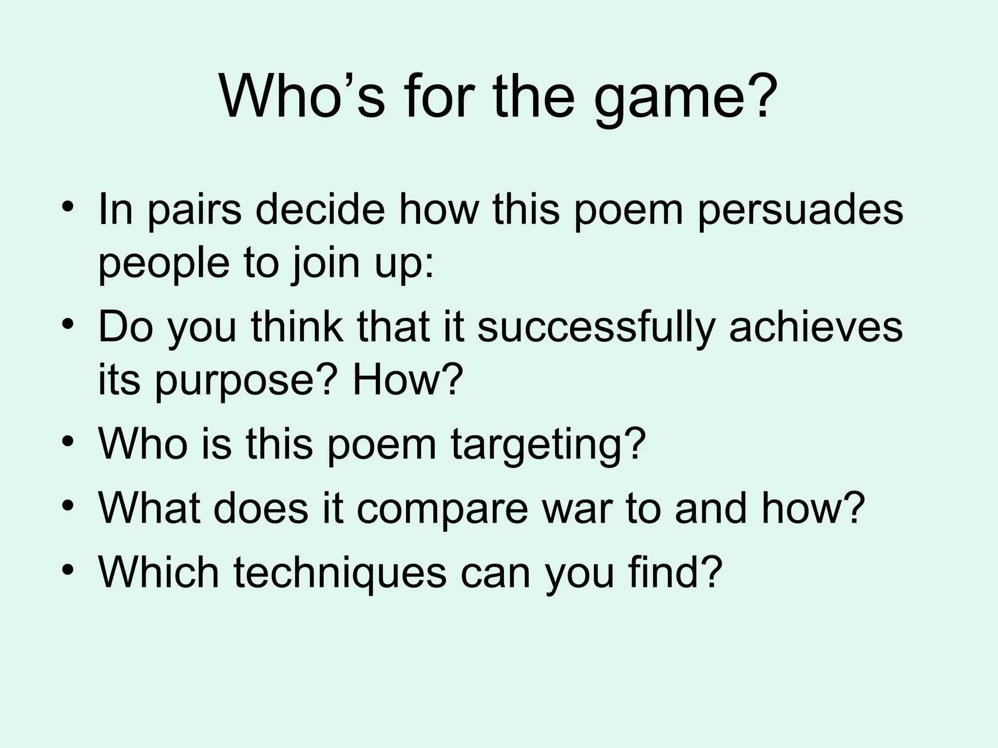 World war one_poetry1 | PPT