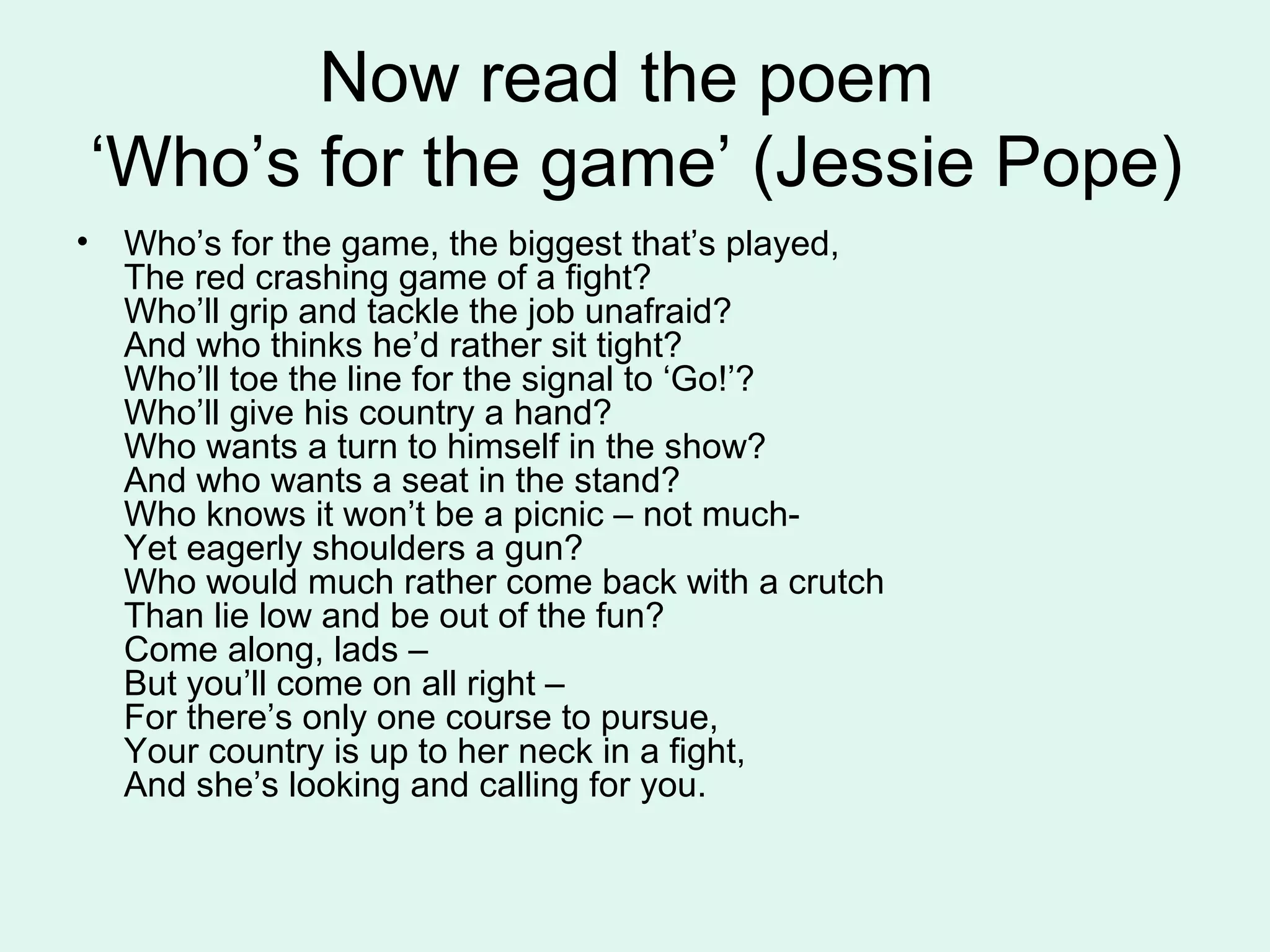 World war one_poetry1 | PPT