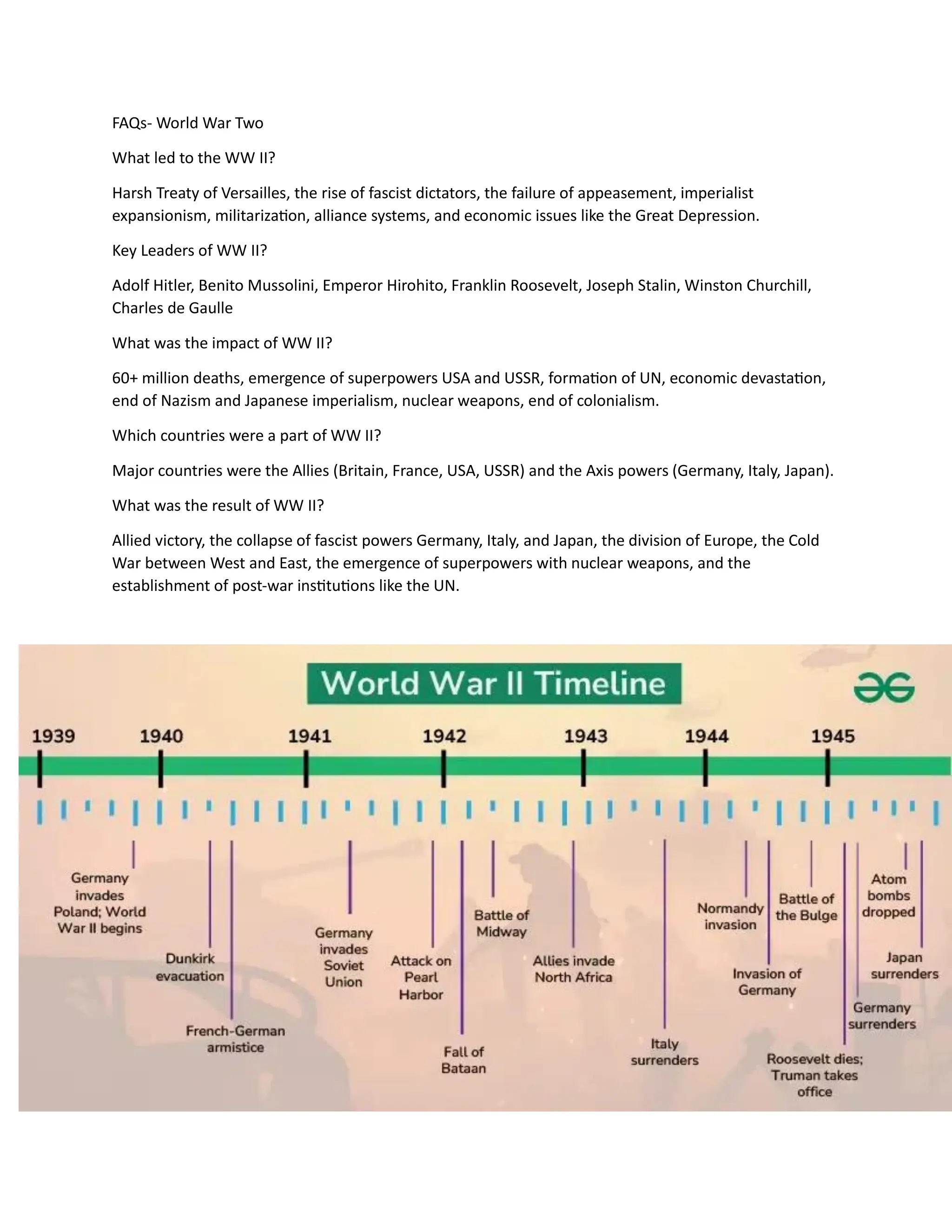 a short timeline explaining events of World War Two | PDF