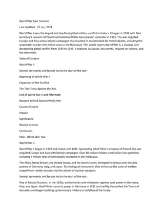 a short timeline explaining events of World War Two | PDF
