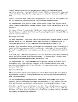 a short timeline explaining events of World War Two | PDF