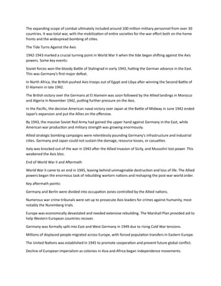 a short timeline explaining events of World War Two | PDF