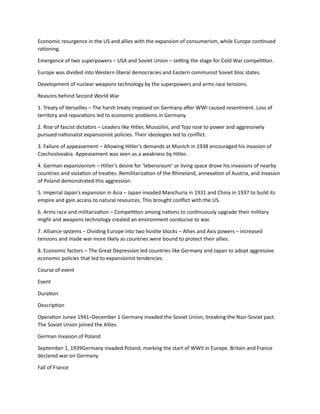 a short timeline explaining events of World War Two | PDF