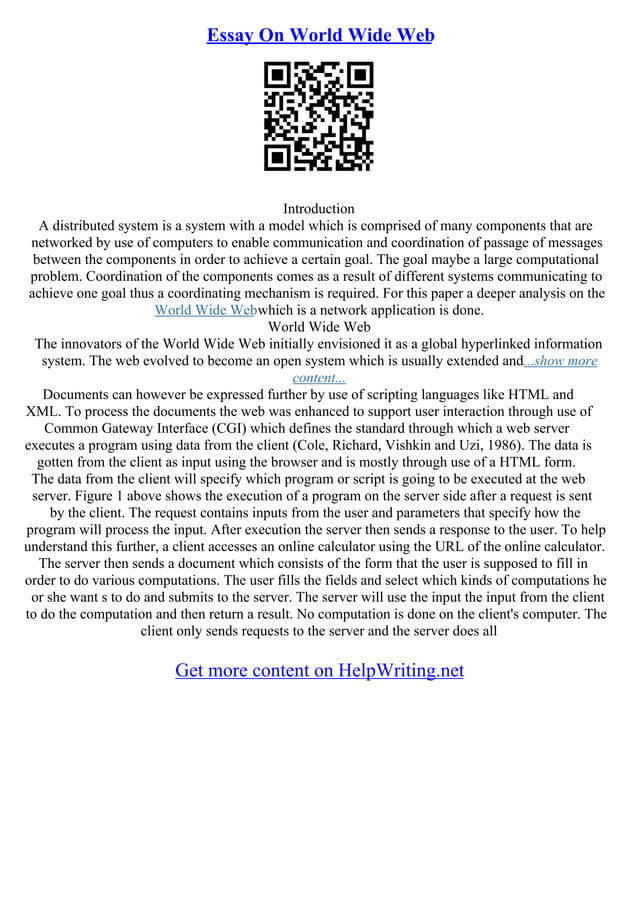 World Wide Web Essay | PDF