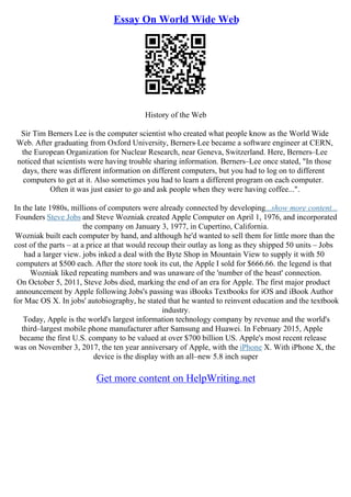World Wide Web Essay | PDF