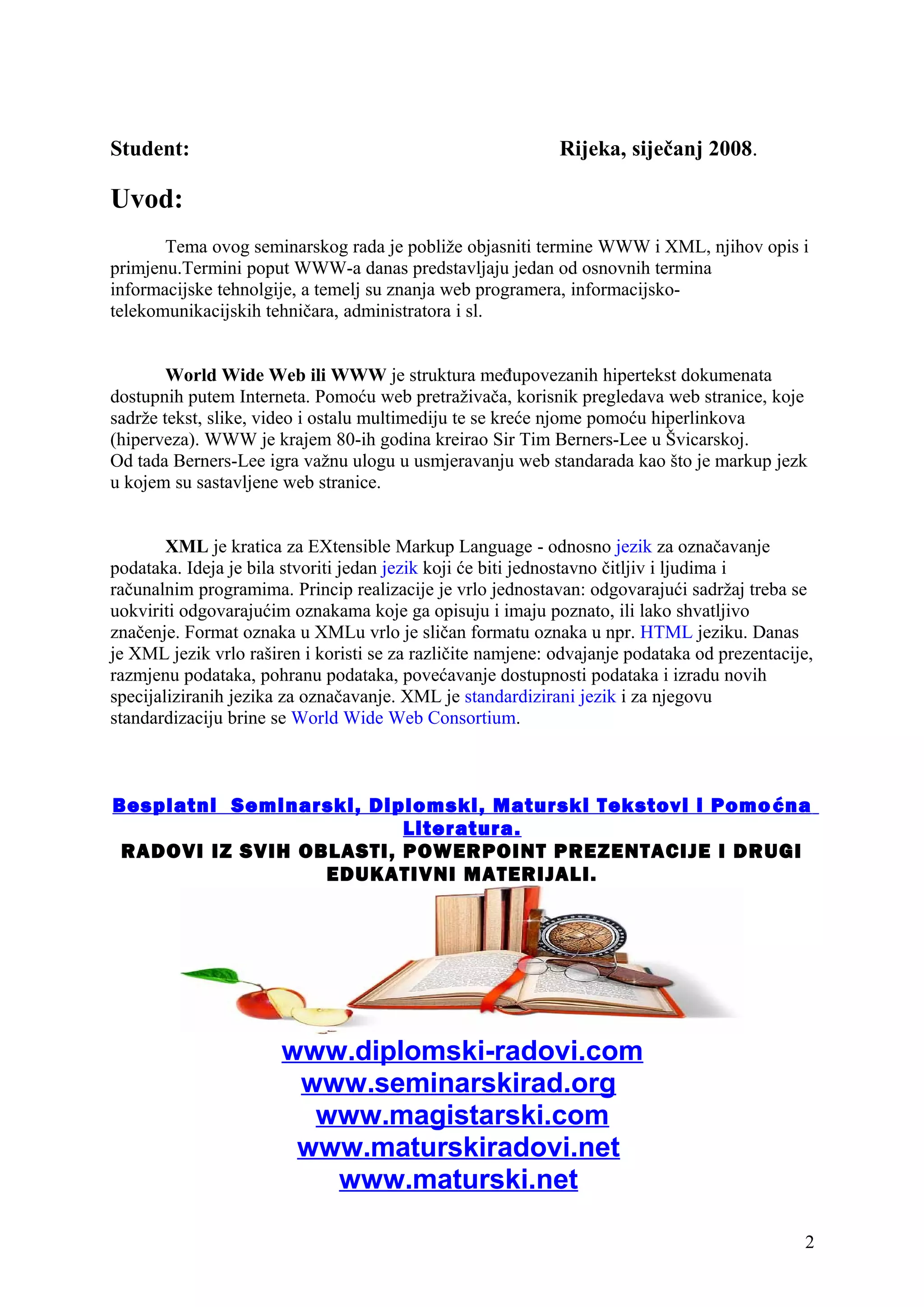 World wide web i xml informatika | PDF