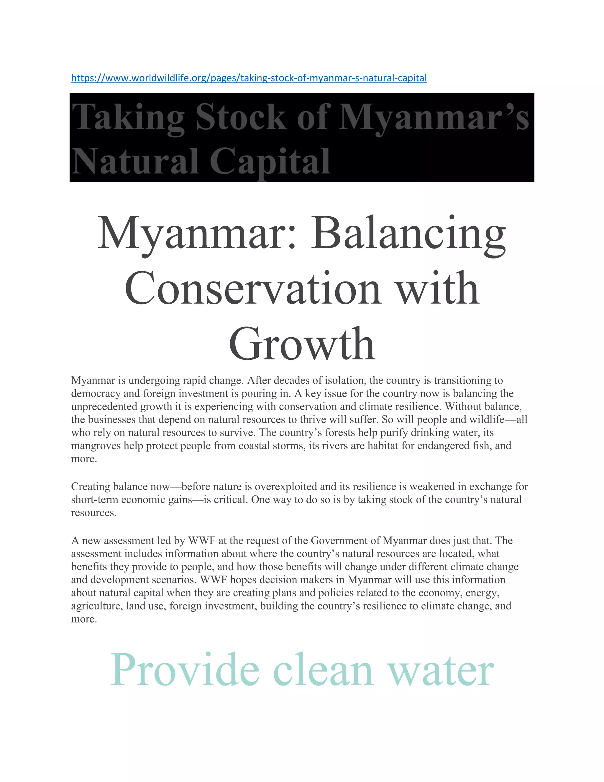WORLD WILDLIFE FUND (WWF) ORGANIZATION AND MYANMAR | PDF
