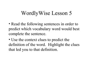 WorldyWise lesson 5 Word Prediction | PPT
