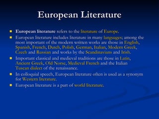 European Literature | PPT