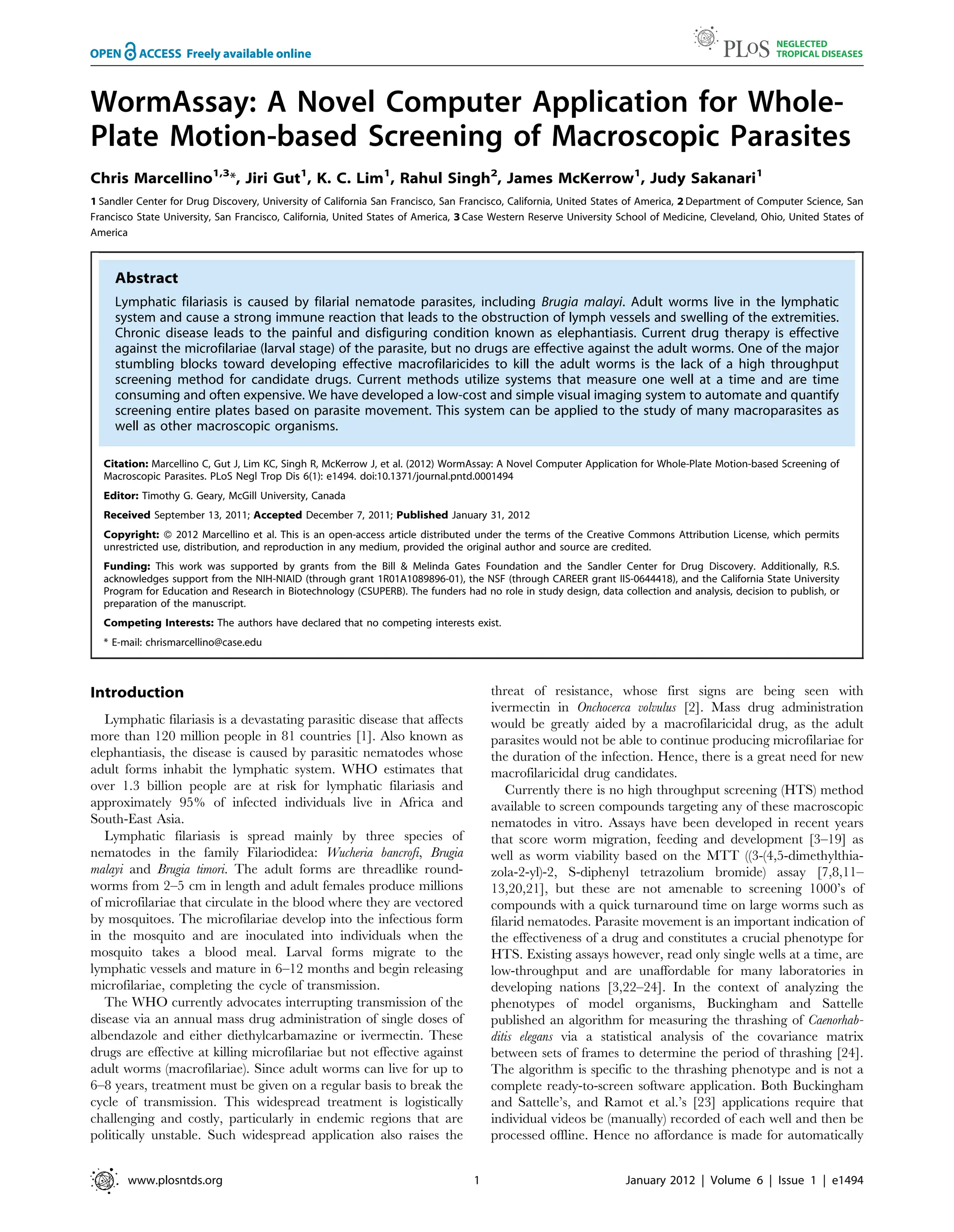 worm assay: Anovel computer application for whole plate motion based screening | PDF