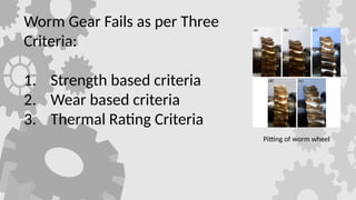 Worm gear strength and wear calculation as per standard VB Bhandari ...