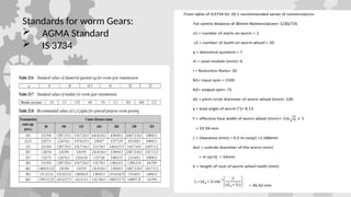 Worm gear calculation as per agma standards and design of shaft as per ...