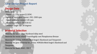 Worm gear calculation as per agma standards and design of shaft as per ...
