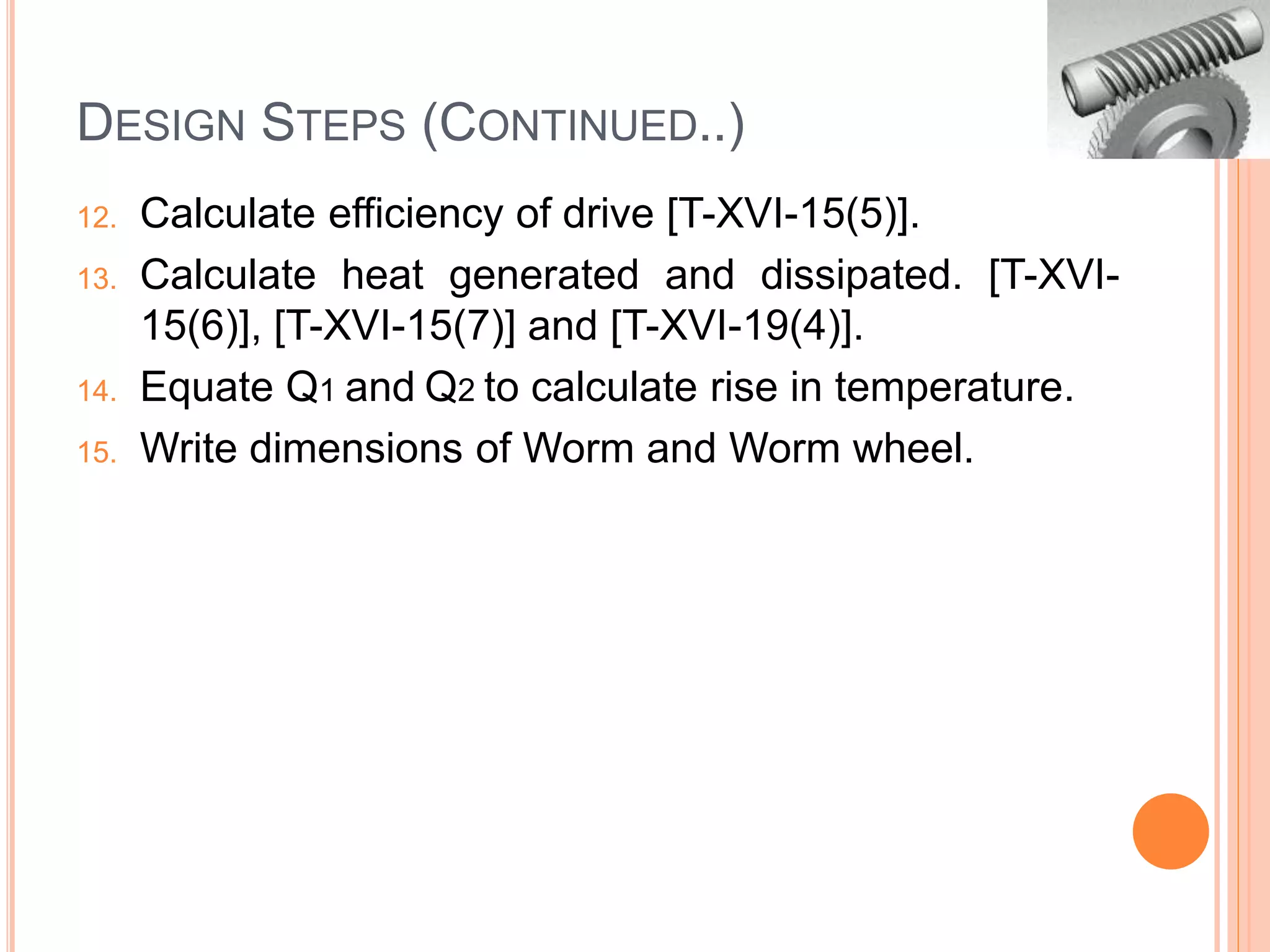 Worm gear design | PPTX