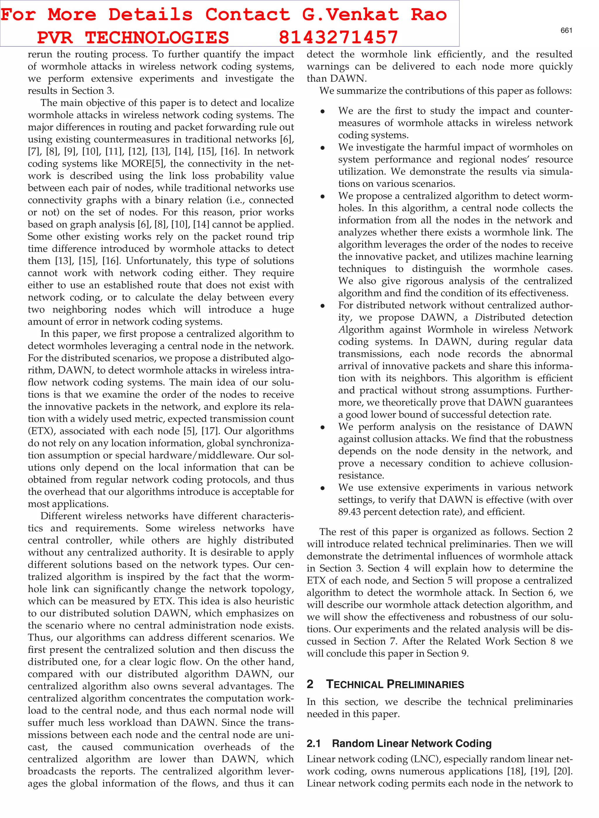 Wormhole Attack Detection Algorithms In Wireless Network Coding Systems