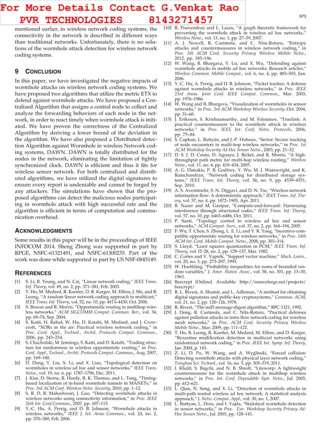 Wormhole Attack Detection Algorithms In Wireless Network Coding Systems