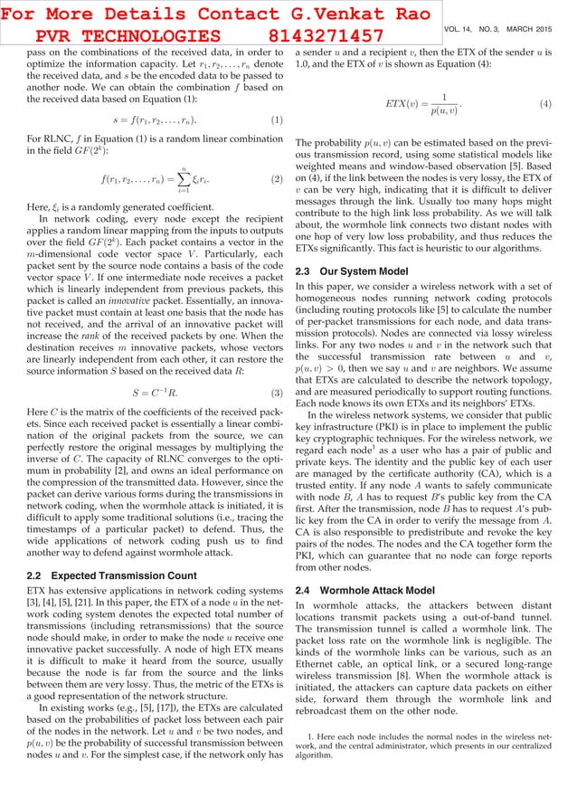 Wormhole Attack Detection Algorithms In Wireless Network Coding Systems