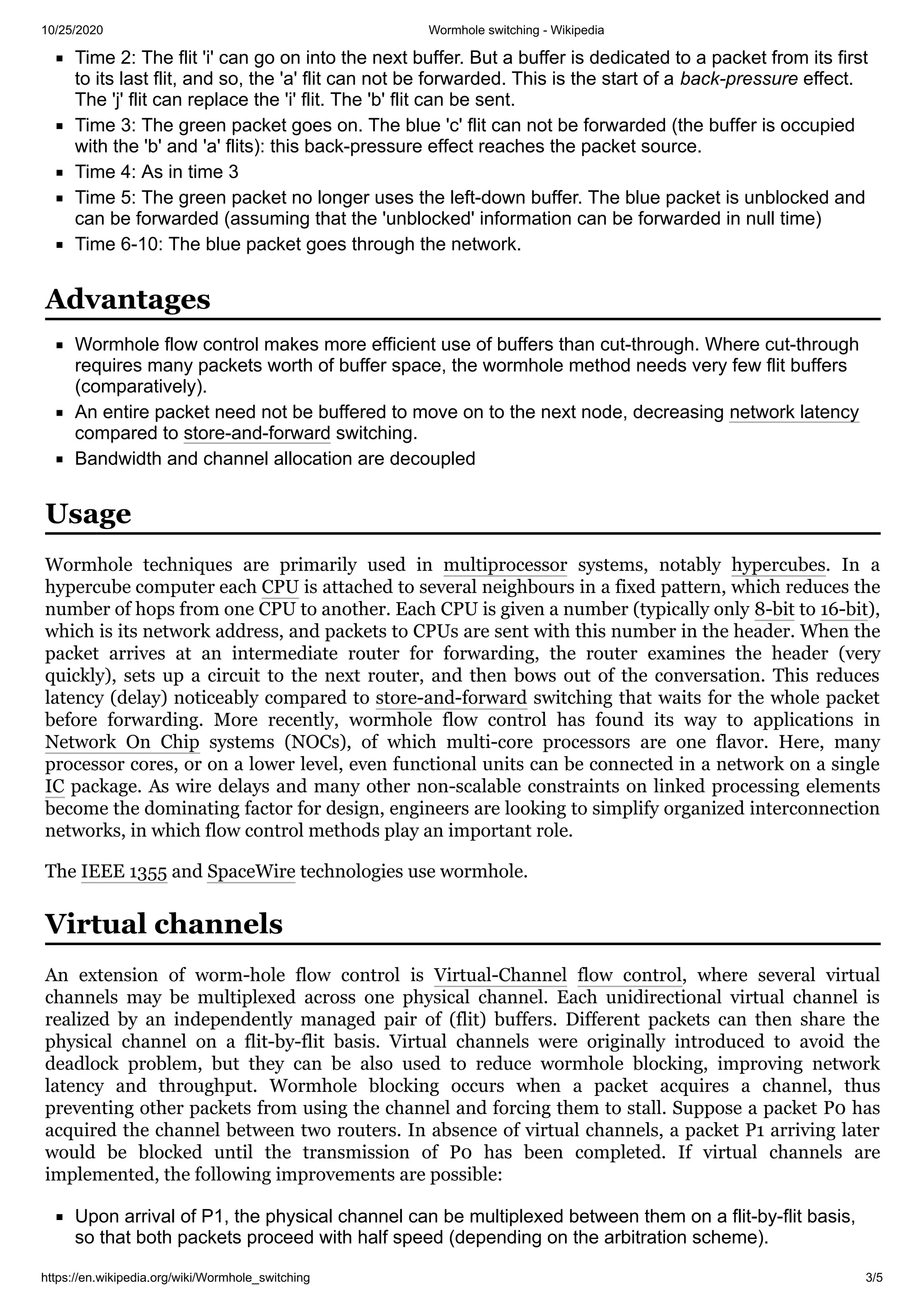 Wormhole switching : Notes | PDF