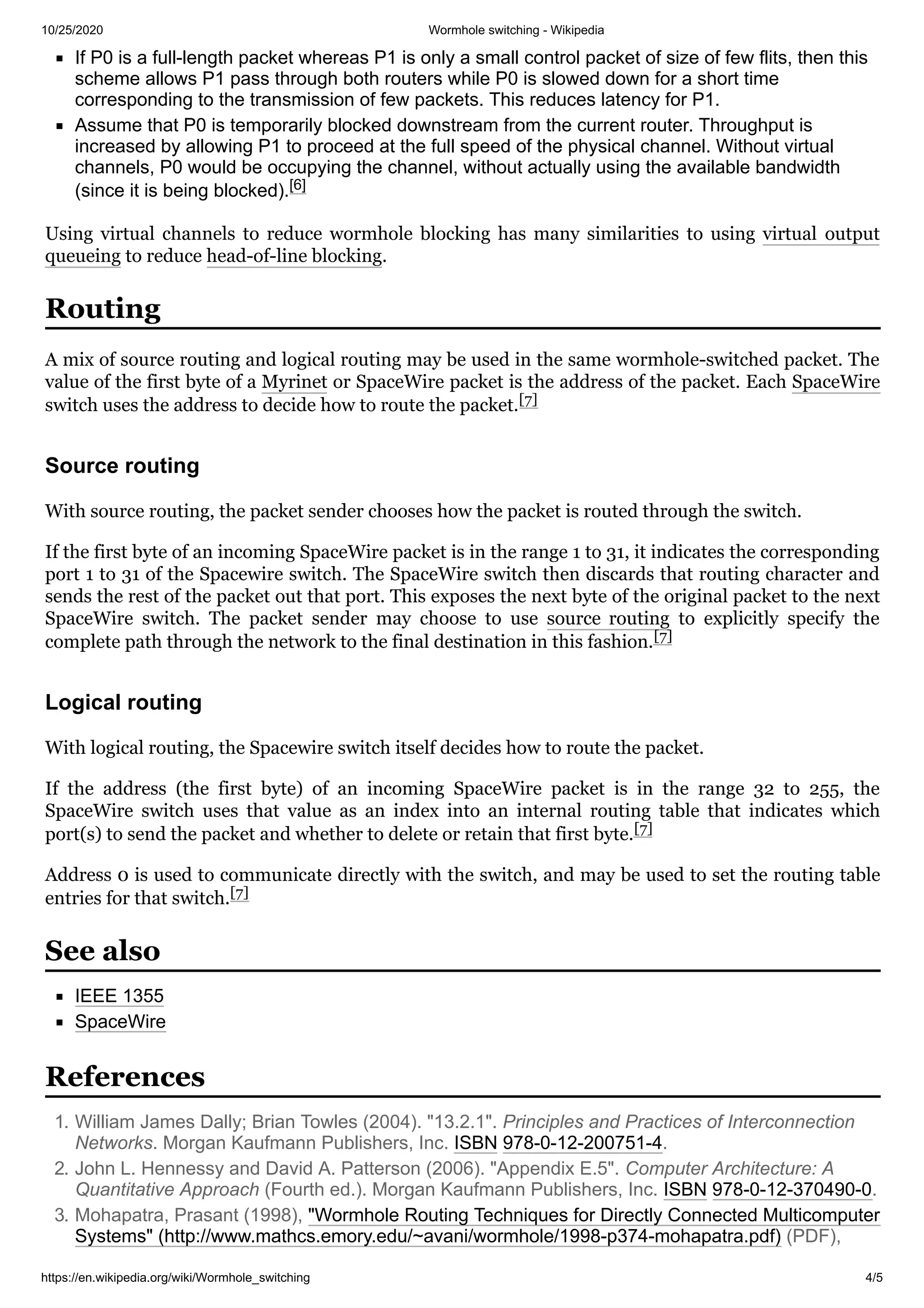 Wormhole switching : Notes | PDF