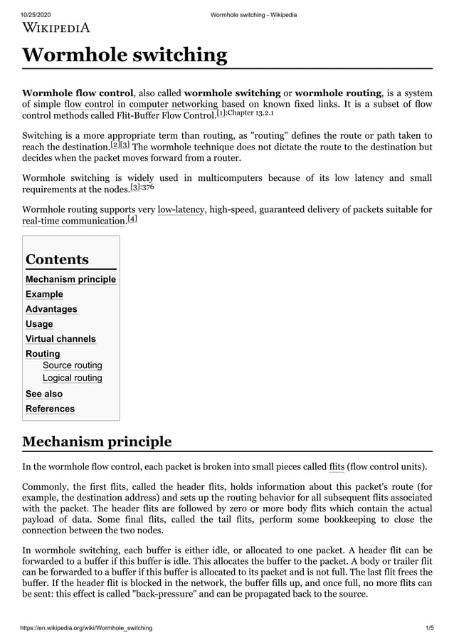 Wormhole switching : Notes | PDF