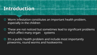 parasitic -worm infestation for health science | PPTX