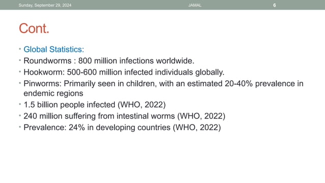 Worm Infestation for nursing students.pptx | Infectious Diseases ...