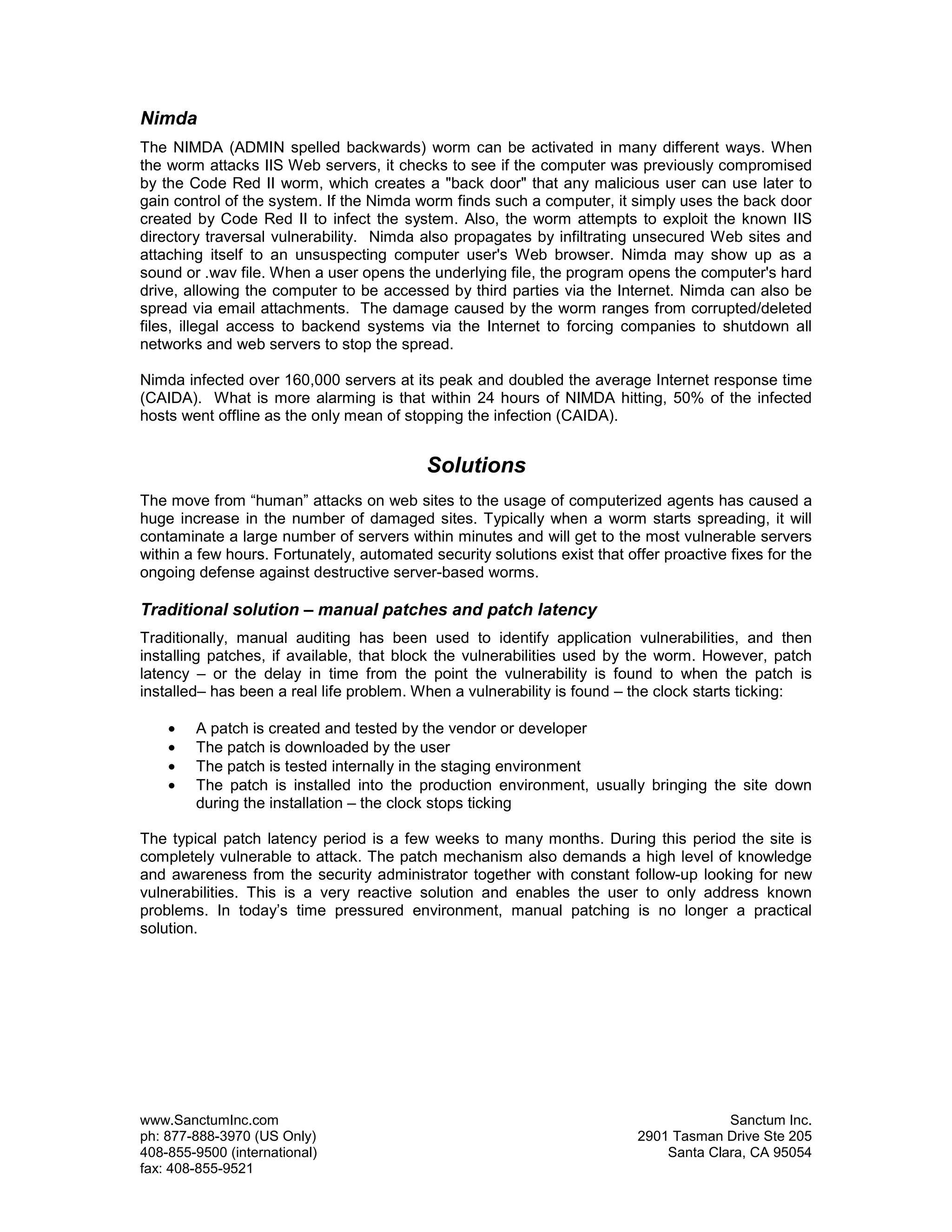 Worm Technical Advisory | PPT