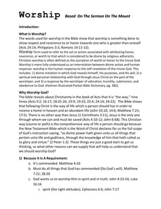 Worship Bible Study Introduction | PDF
