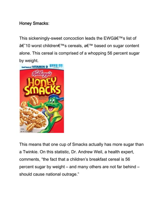 Worst boxed cereals | DOCX