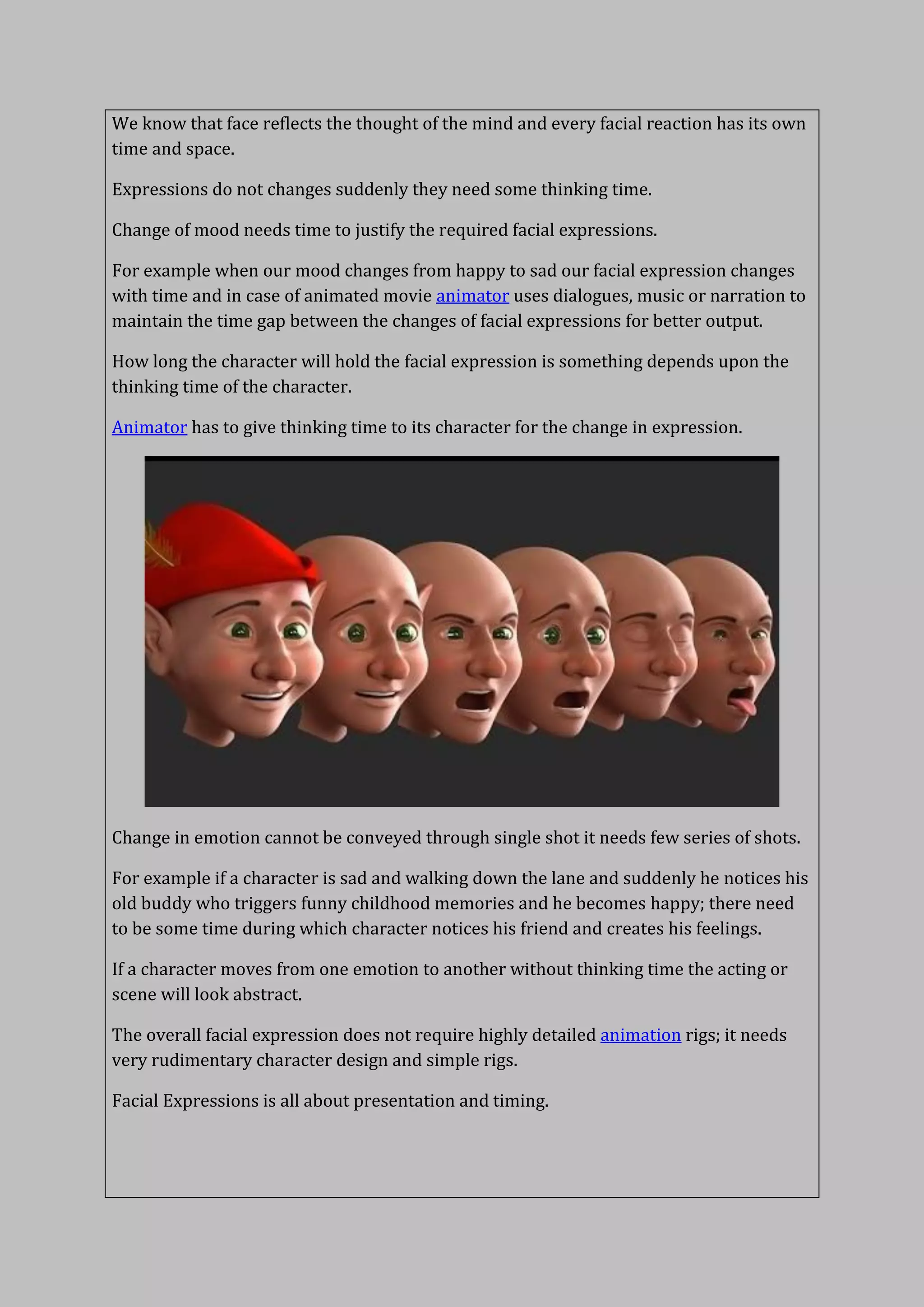 Skillful Use of Facial Expressions In Animation | PDF