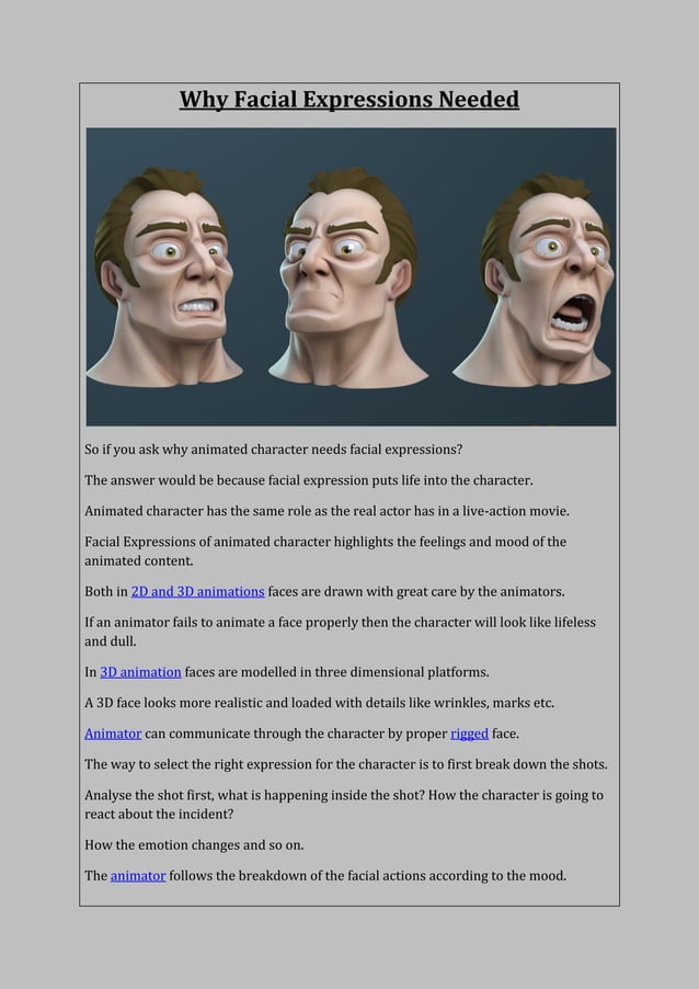 Skillful Use of Facial Expressions In Animation | PDF
