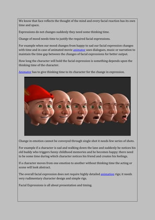 Skillful Use of Facial Expressions In Animation | PDF
