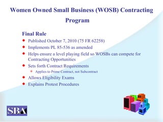 Woman Owned Small Business Federal Contracting Program | PPT