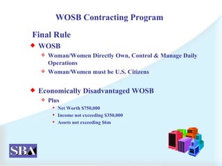 Woman Owned Small Business Federal Contracting Program | PPT