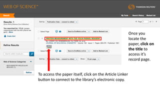 Analyzing Citations using Web of Science | PPT