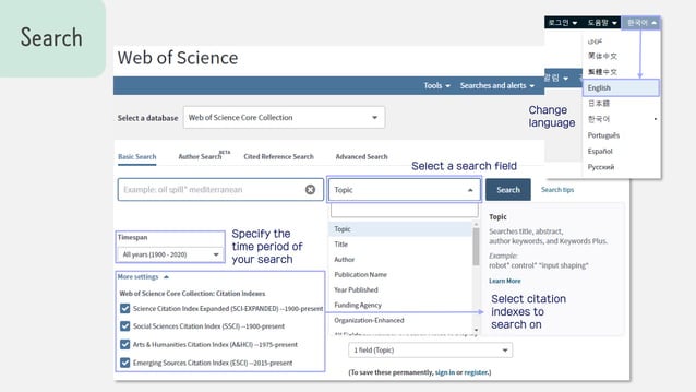 How to use Web of Science in English | PPT