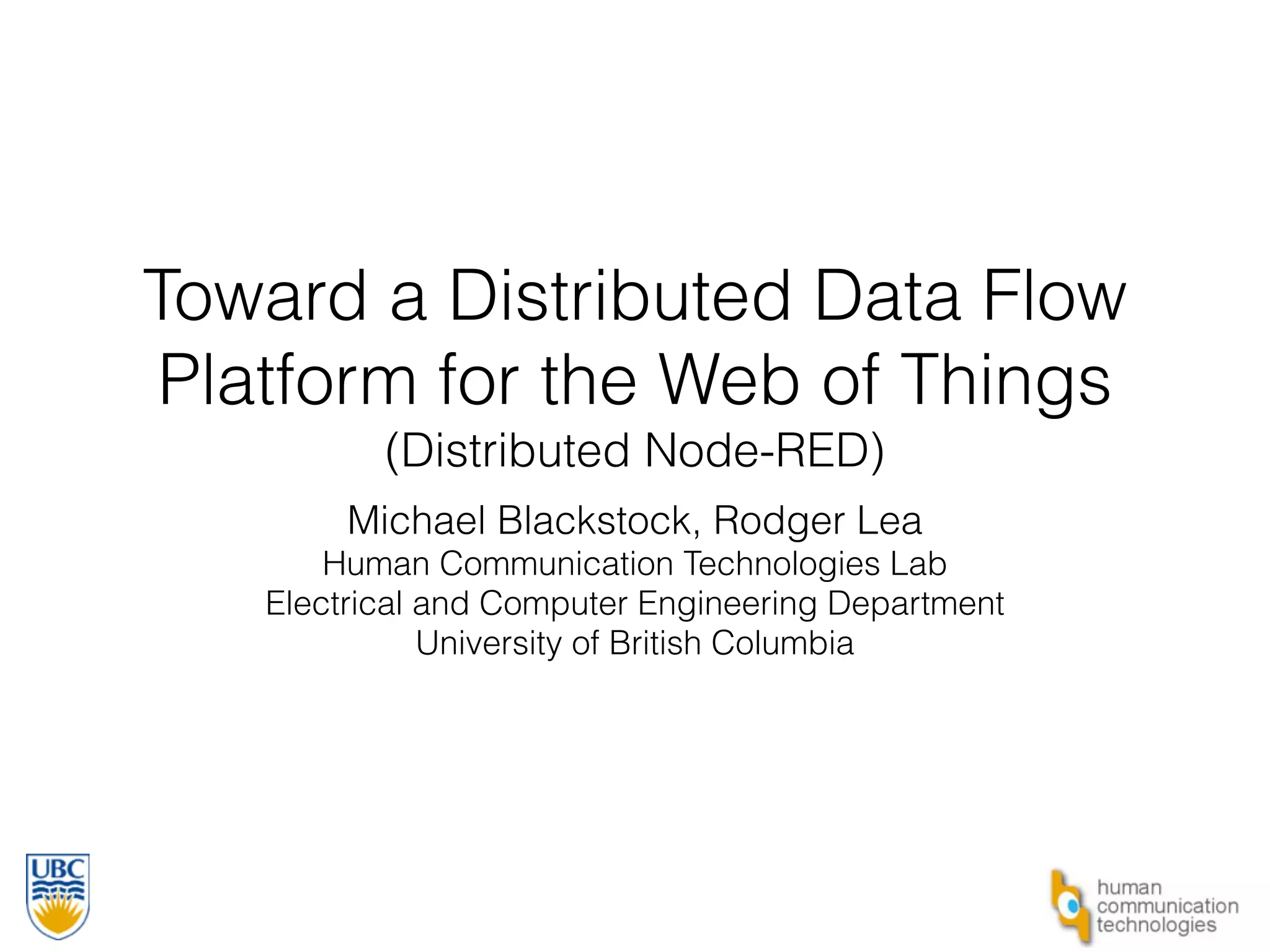 Distributed Data Flow for the Web of Things: Distributed Node-RED | PDF | Internet of Things ...